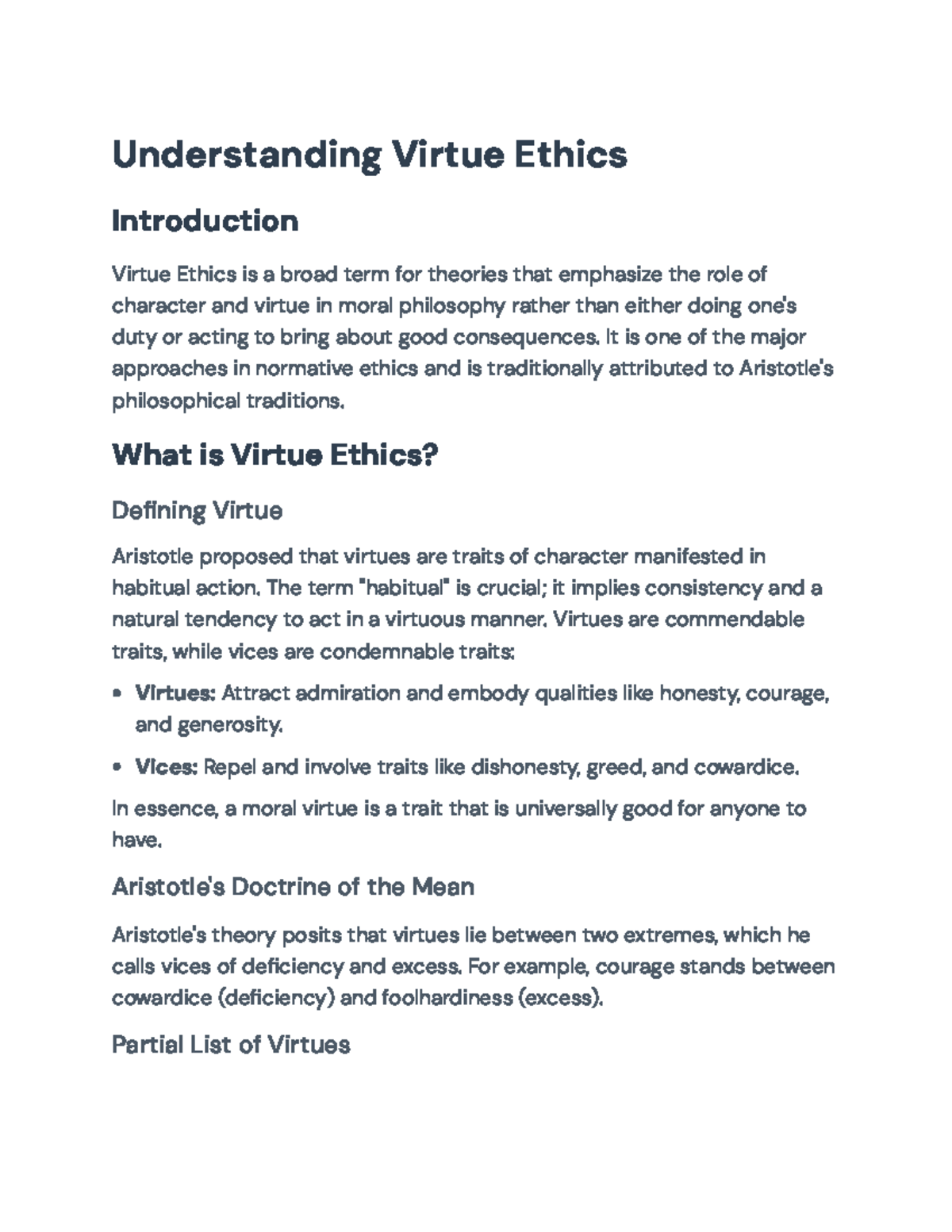 Virtue Ethics Overview: Key Concepts and Perspectives (PHIL 101 ...