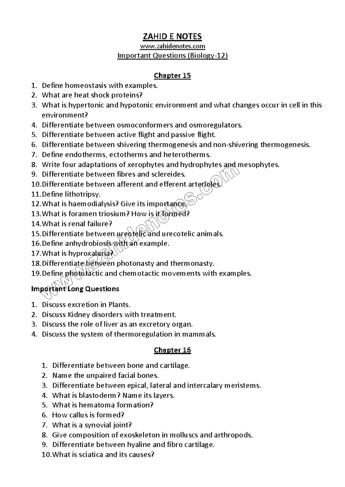 2nd Year Biology Guess Paper 2026: Important Questions & Topics - Studocu