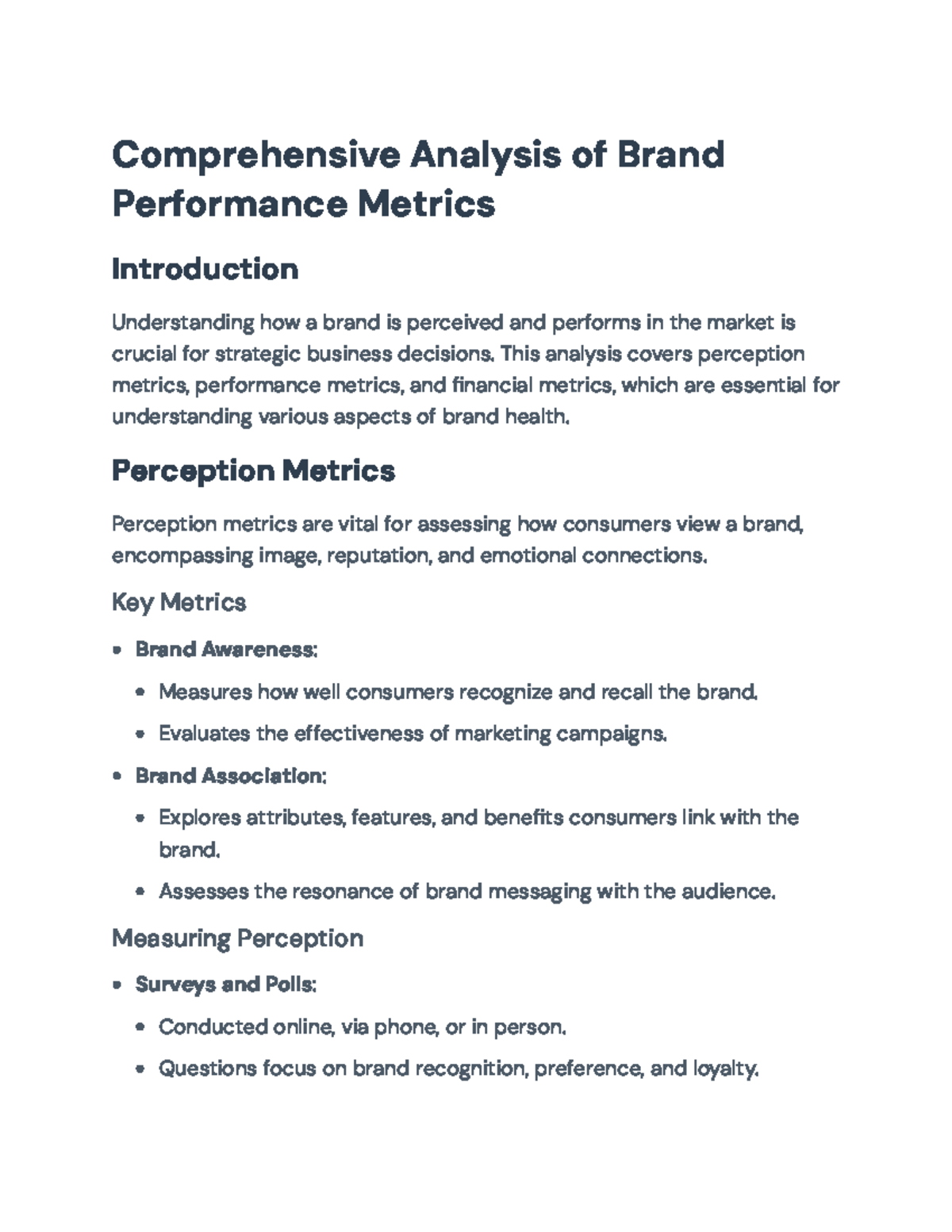 Comprehensive Brand Performance Metrics Analysis and Strategic Insights ...