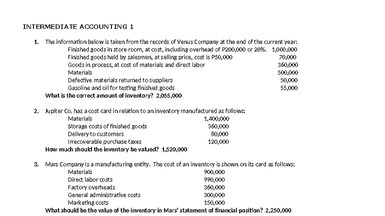 ACCT-003 Inventory Problems: Valuation and Cost Analysis - Studocu