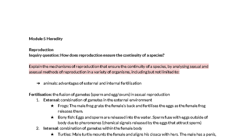 Module 5: Heredity & Reproduction - Detailed Study Notes - Studocu