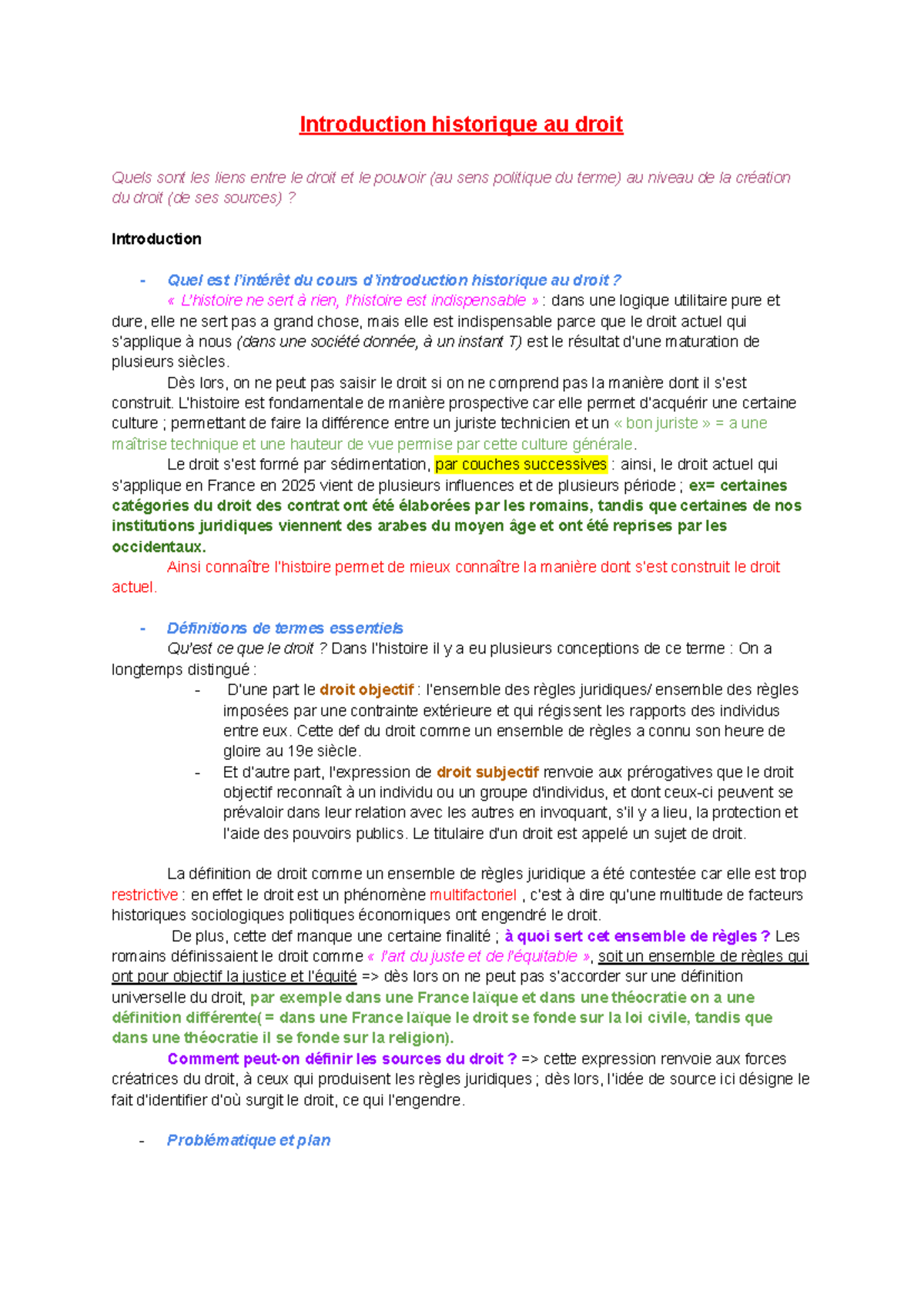 Introduction historique au droit : Liens entre droit et pouvoir - Studocu