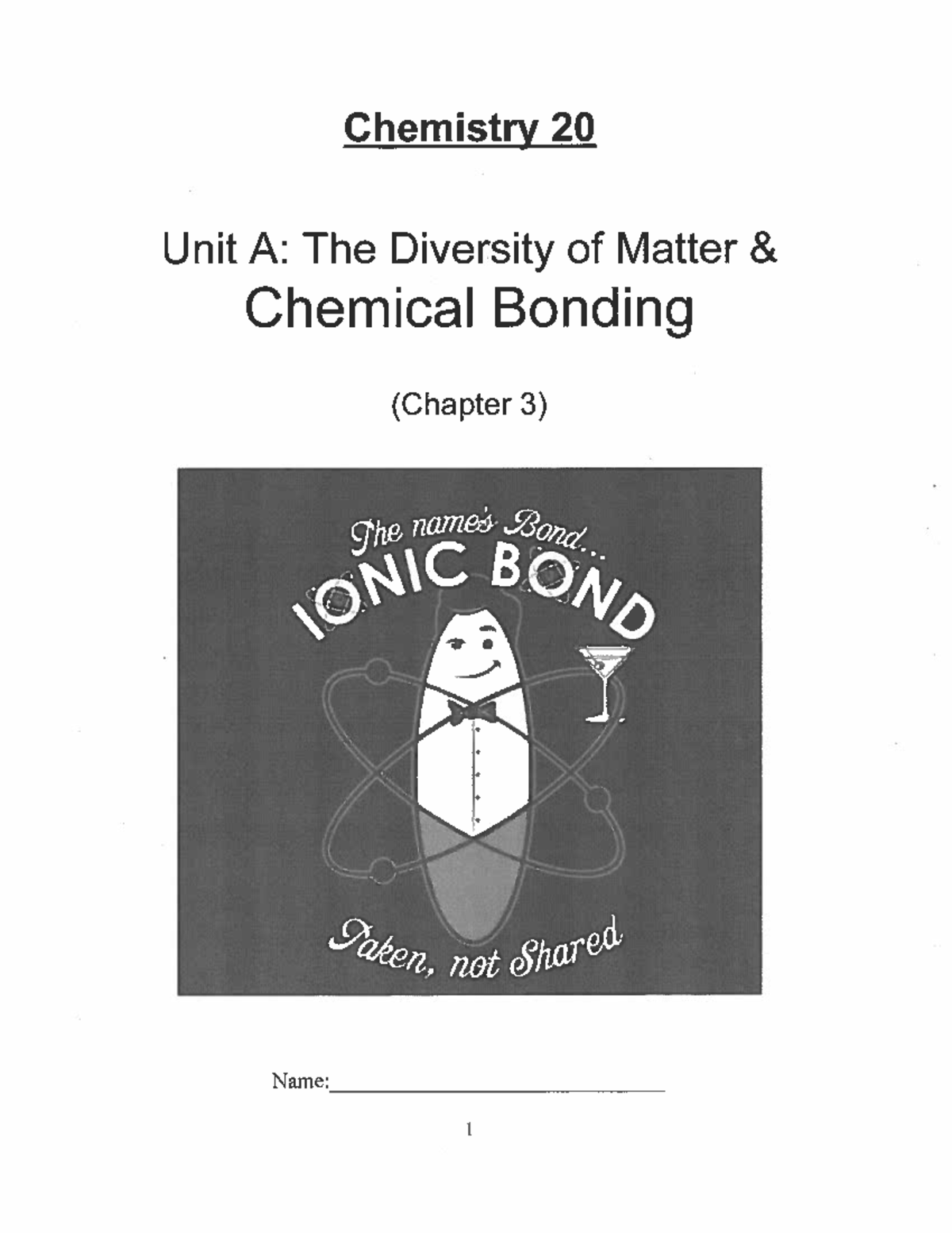 Chemistry 20 - Unit A: Diversity of Matter & Chemical Bonding Key - Studocu