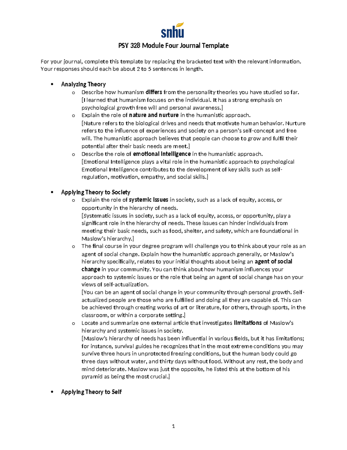 PSY 328 Module 4 Journal: Exploring Humanism and Social Change - Studocu