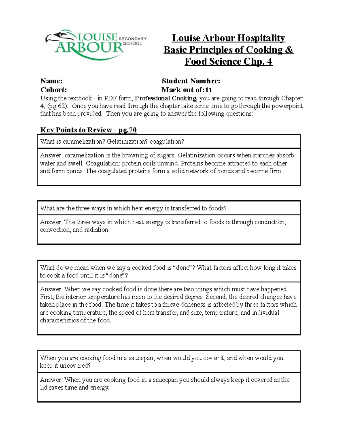 Chp 4 - Key Principles of Cooking & Food Science Overview - Studocu