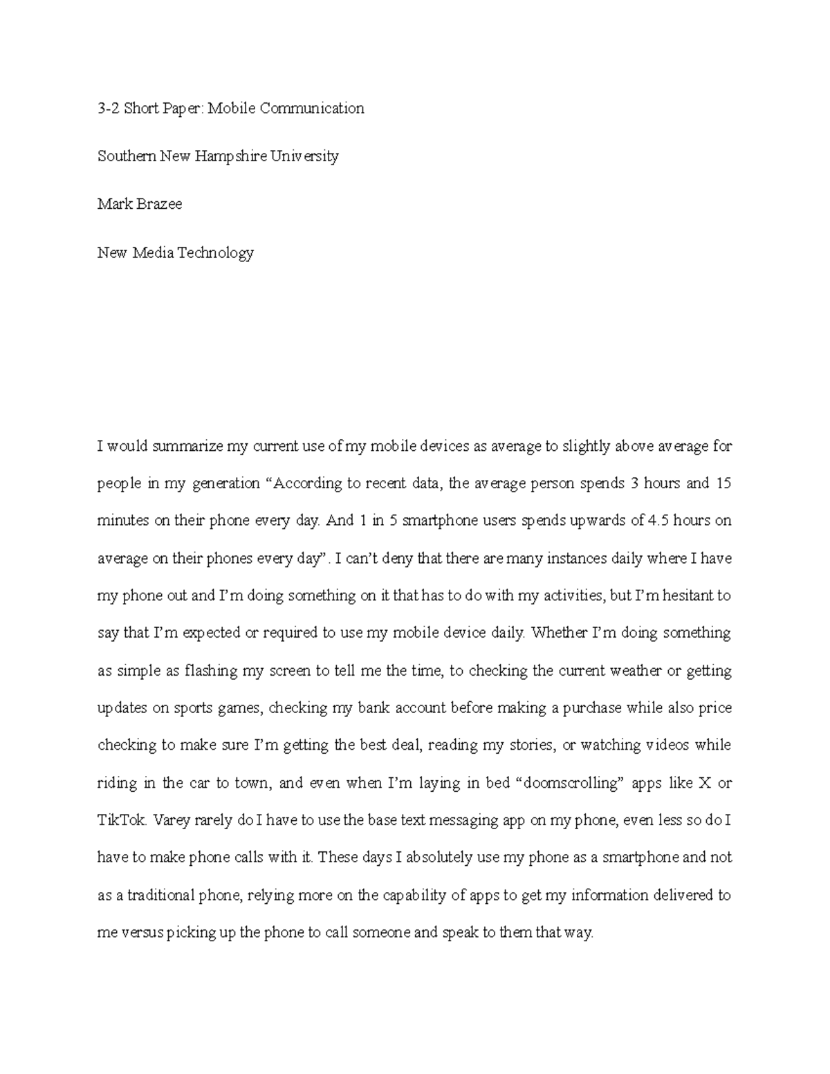 3-2 Short Paper: Understanding Mobile Communication Trends - Studocu