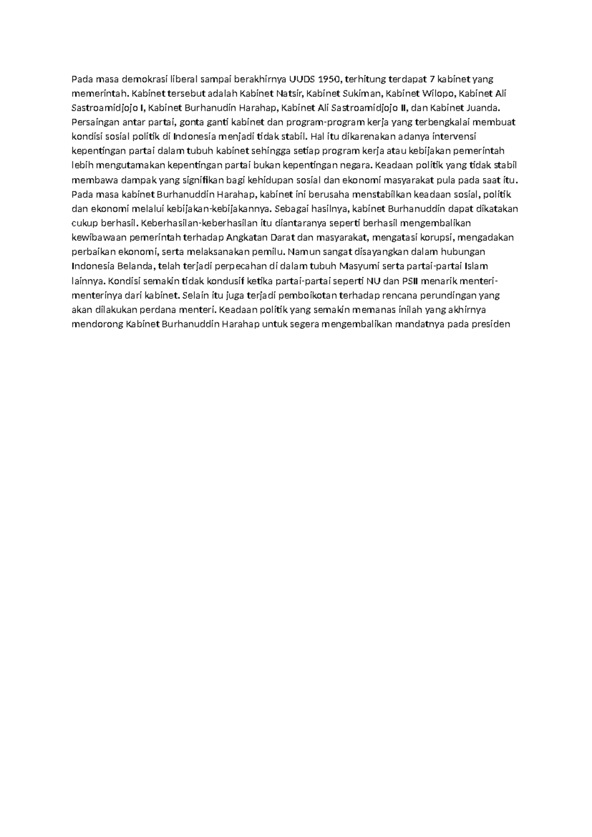 Sospol 50AN: Analisis Kabinet Dalam Demokrasi Liberal Indonesia - Studocu