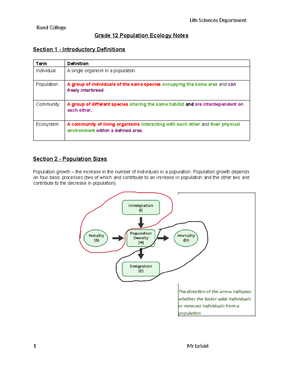Population and Community Ecology Notes (Life Sciences 12) - Studocu
