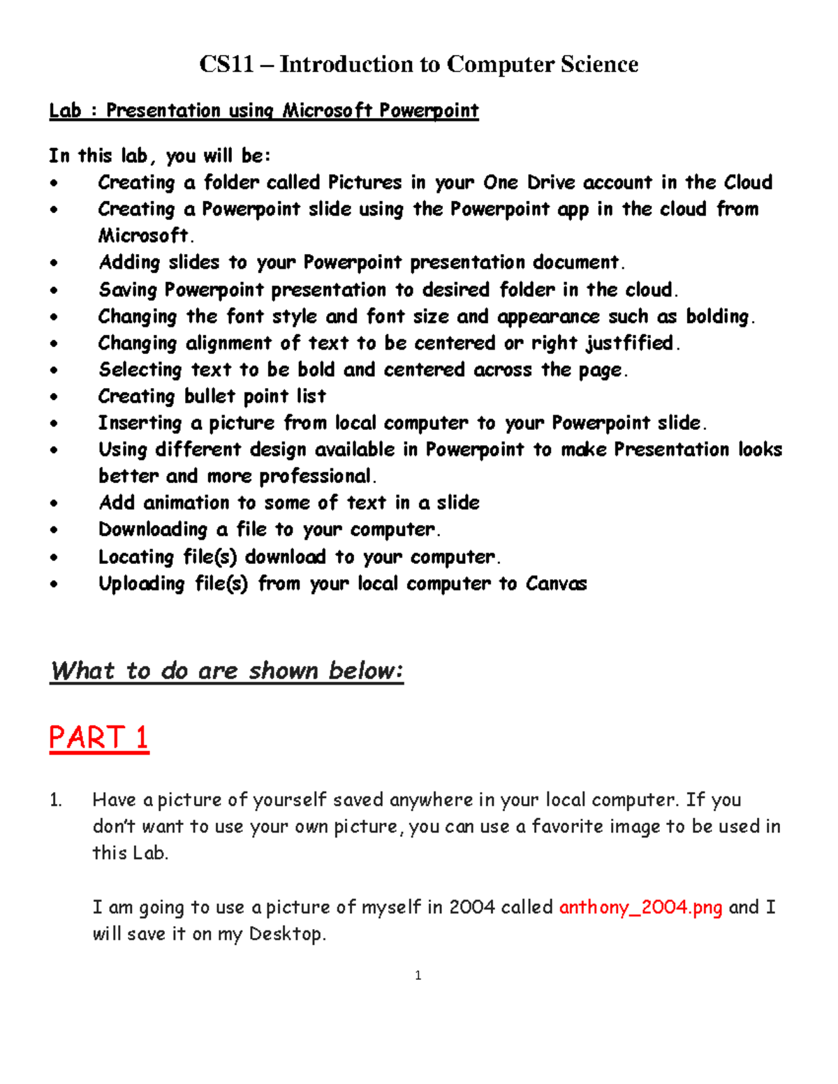 Task Presentation - n/a - CS11 – Introduction to Computer Science Lab : Presentation using ...