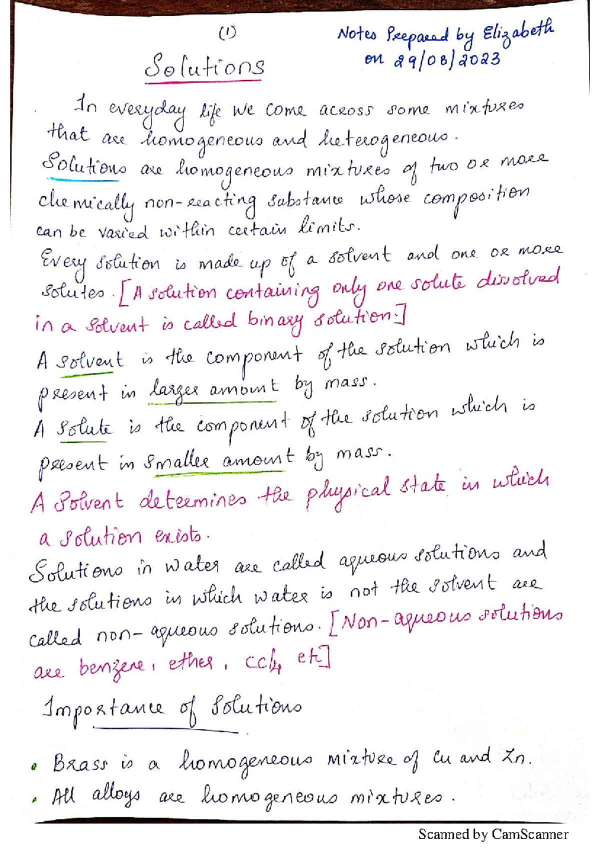 XII Solutions Notes - Chemistry Concepts and Calculations - Studocu