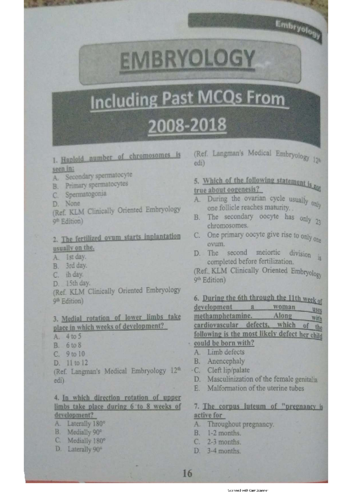 EMB 101: MCQs on Embryology - 1st Year MBBS Exam Prep - Studocu