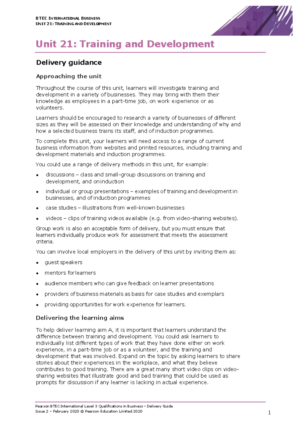 Unit 21: Training and Development - BTEC International Level 3 Guide ...