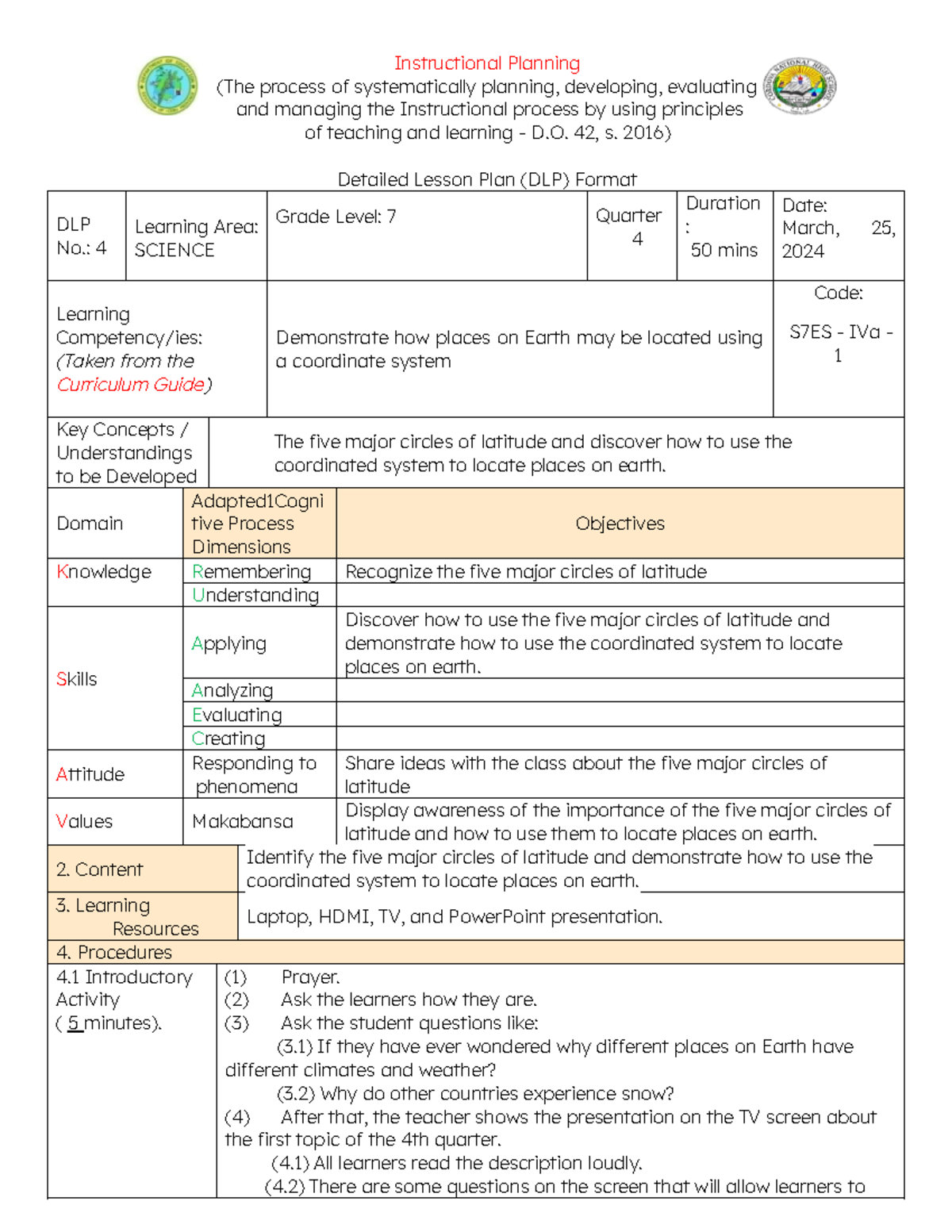 DLP: Locating Earth's Places Using Latitude and Coordinate Systems S7ES ...