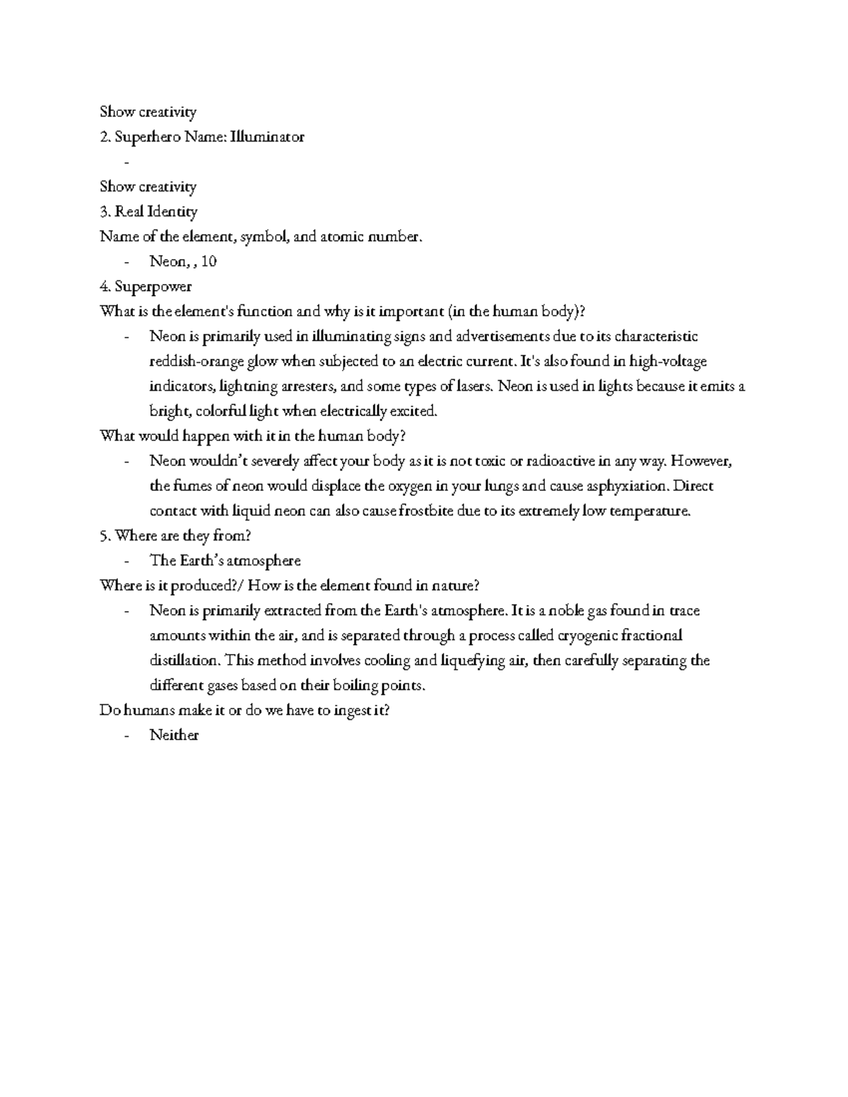 Neon Superhero Project 25: Illuminator's Powers and Origins - Studocu