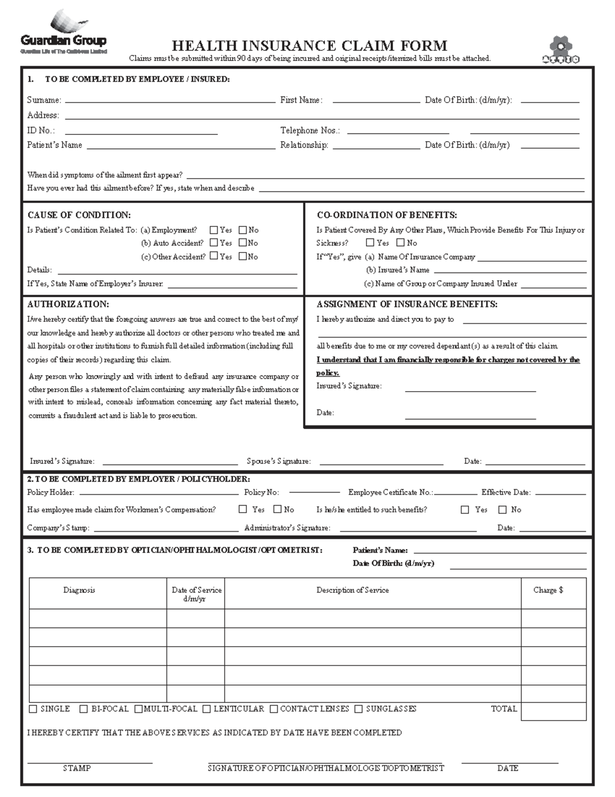 GLOC Health Insurance Claim Form - Submission Guidelines and Details ...