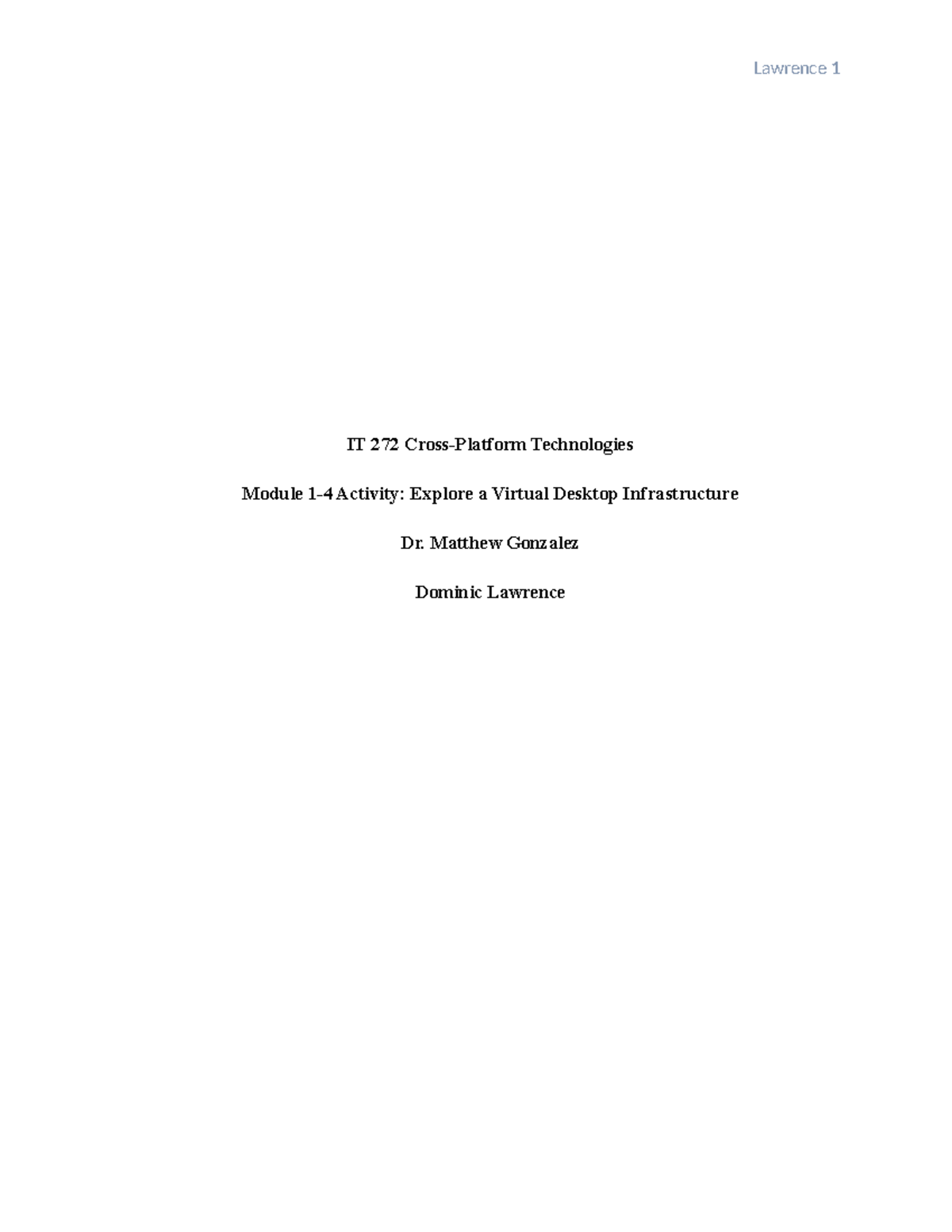 IT 272 Module 1-4 Activity: Insights on Virtual Desktop Infrastructure ...