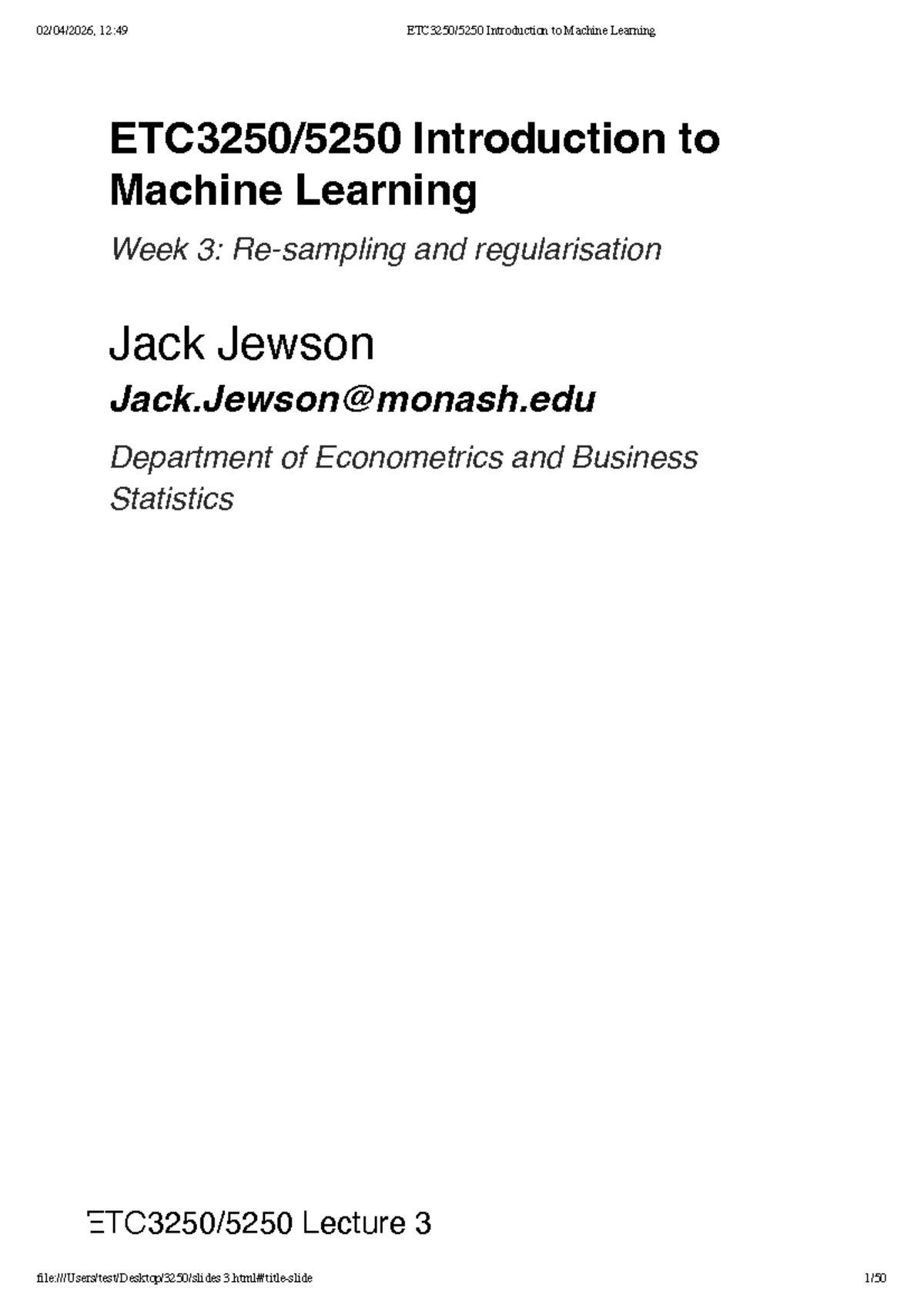 Week 3: Machine Learning Techniques & Regularisation (12:49) - Studocu
