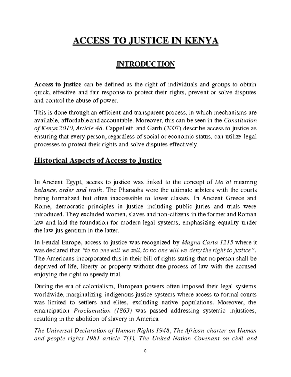 ACCESS TO JUSTICE IN KENYA: HISTORICAL CONTEXT AND CURRENT CHALLENGES ...