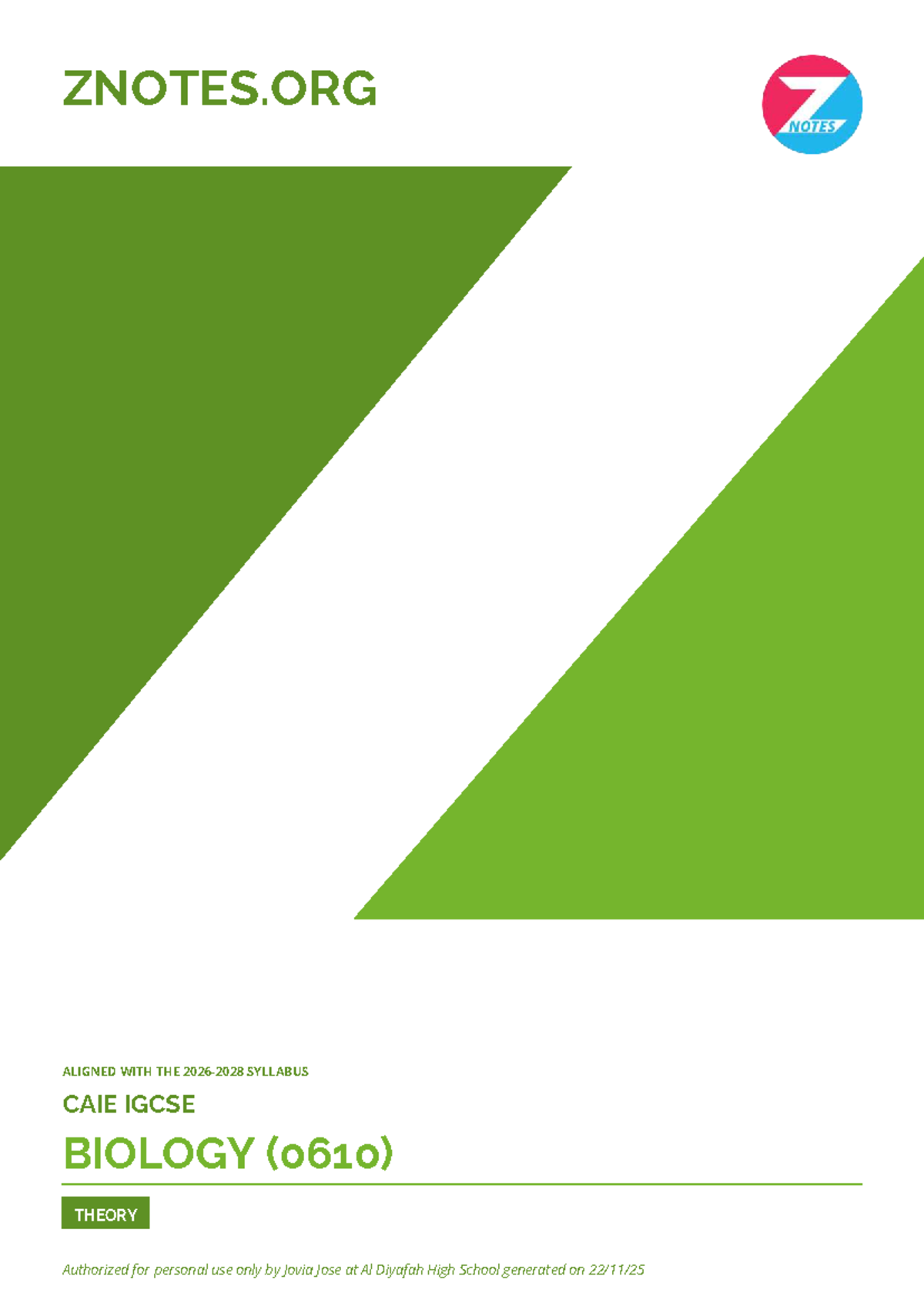 CAIE IGCSE Biology Study Notes: Characteristics & Classification - Studocu