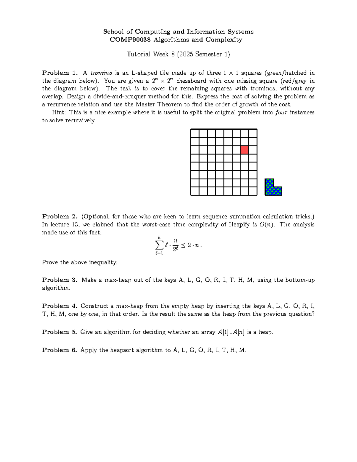 COMP90038 Algorithms and Complexity Tutorial Week 8 Questions - Studocu
