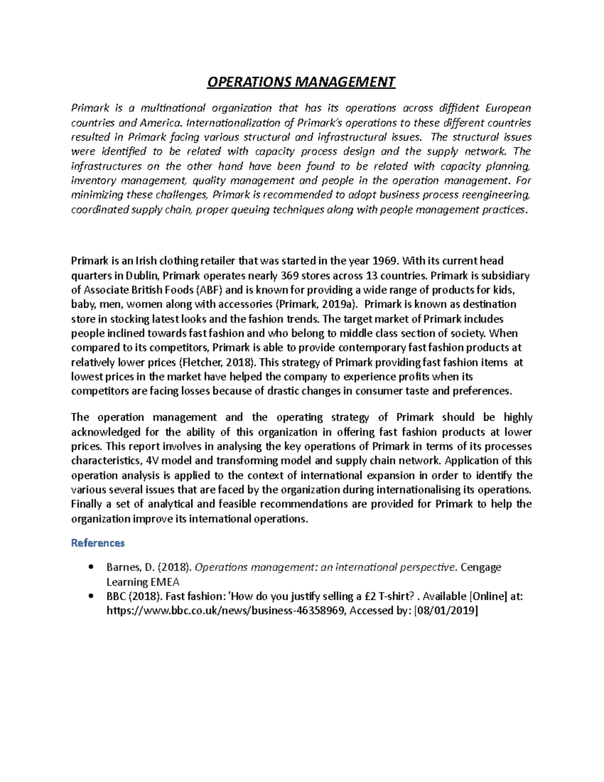 Primark Company Strategy: Analysis of Operations Management Challenges ...