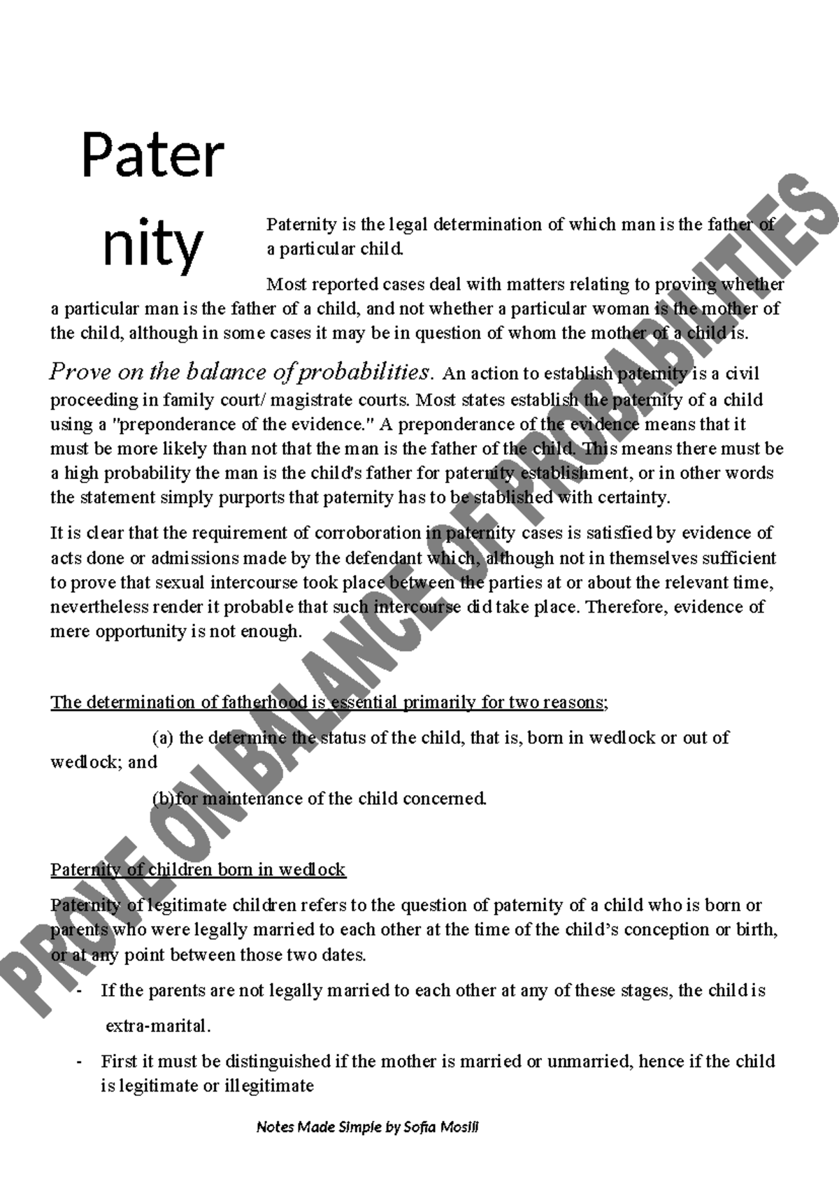 Paternity Law: Understanding Legal Fatherhood Determination - Studocu