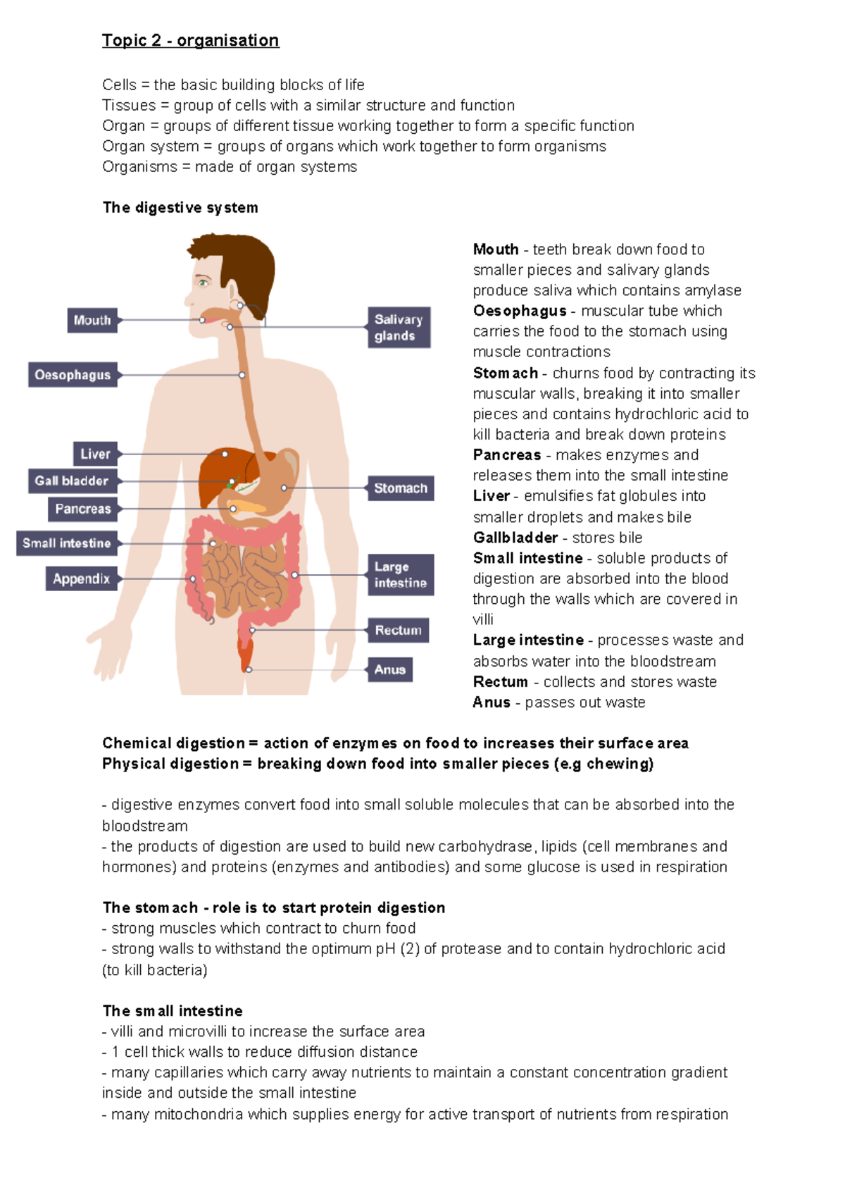 AQA Triple Science - Topic 2 Organisational Summary Notes - Studocu