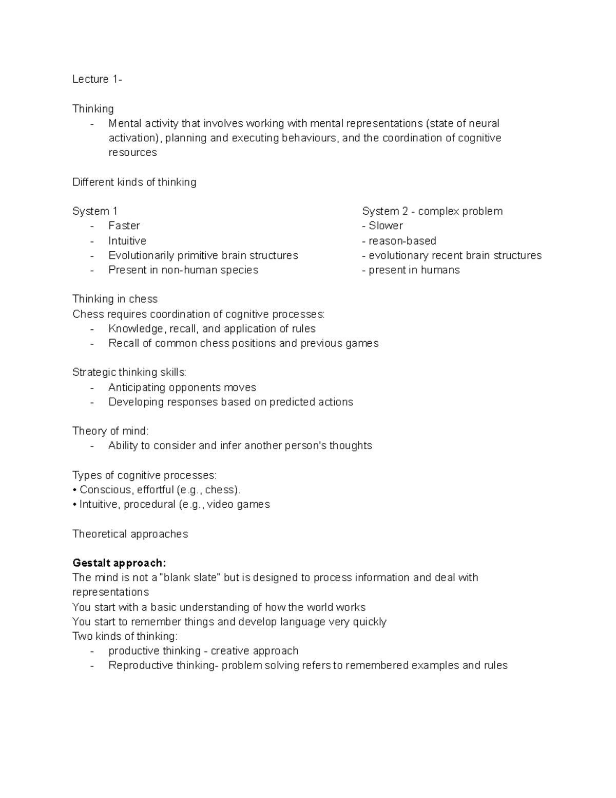 Lecture 1: Understanding Mental Activity and Cognitive Processes in ...