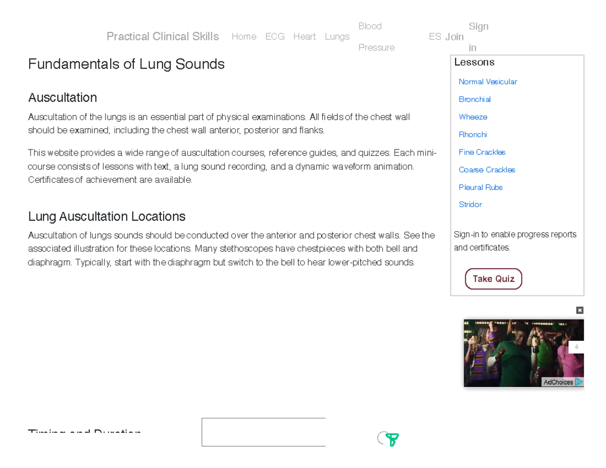 Fundamentals of Lung Sounds: An Introductory Auscultation Course ...