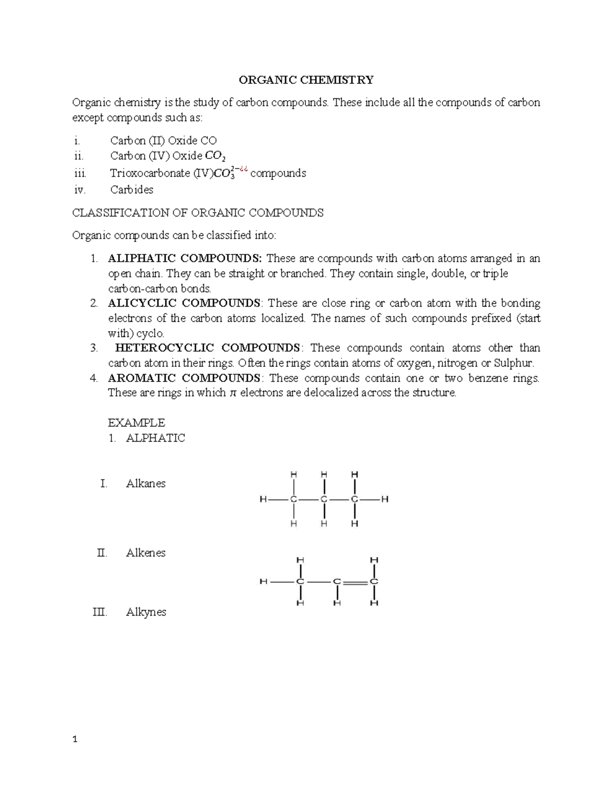 Organic Chemistry: Classification, Naming & Isomerism (CHEM 101) - Studocu