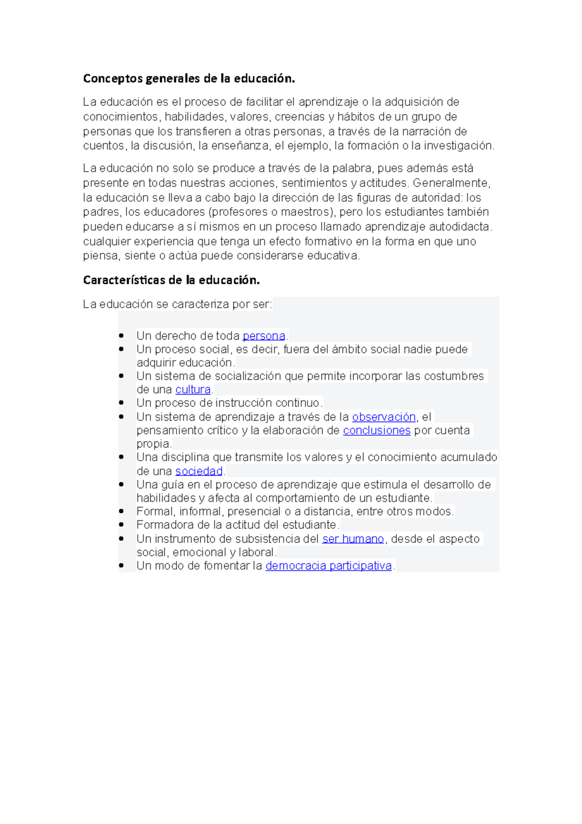 General Concepts and Essential Characteristics of Education - Studocu