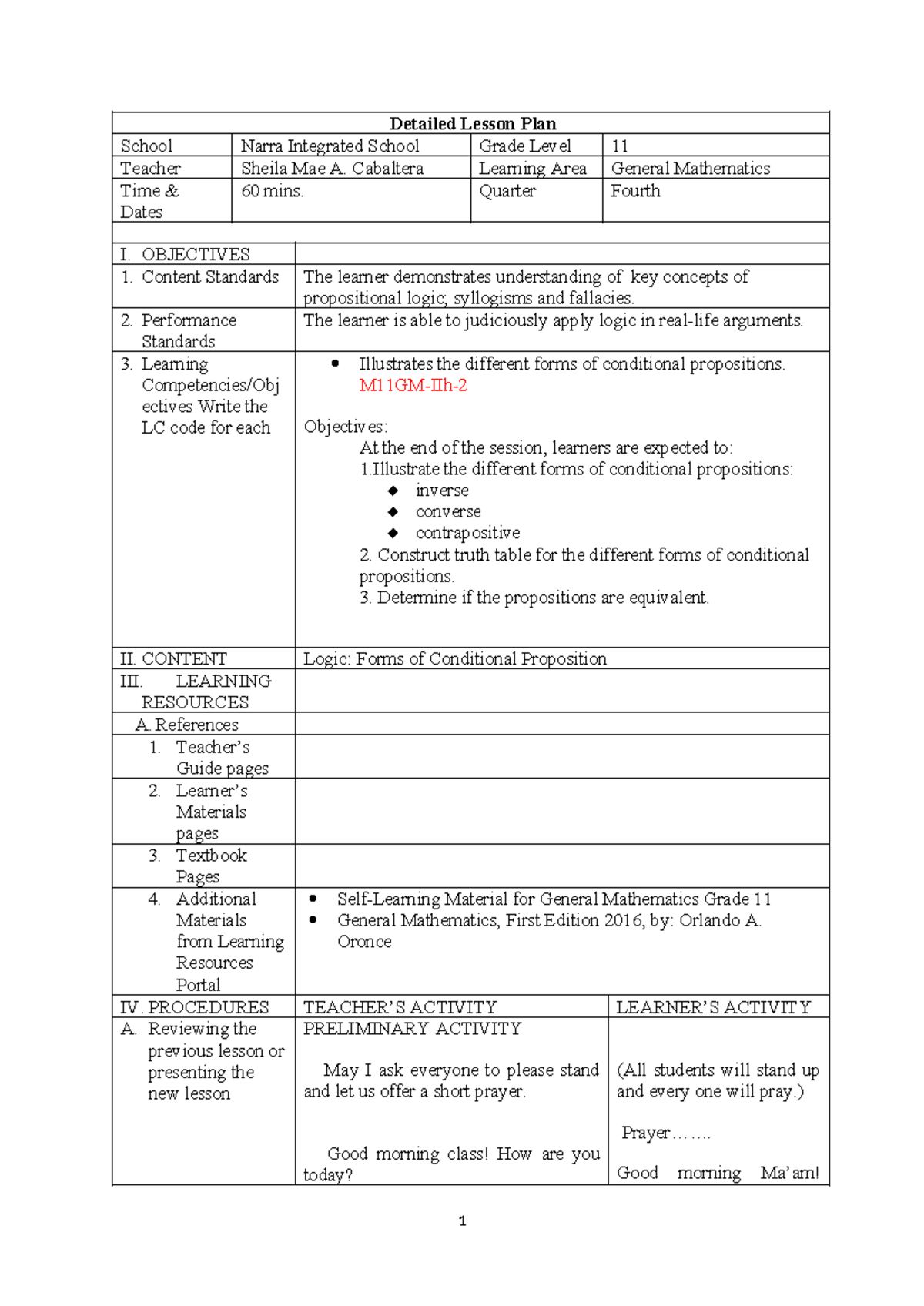 General Mathematics Grade 11 Detailed Lesson Plan by Sheila Mae A ...