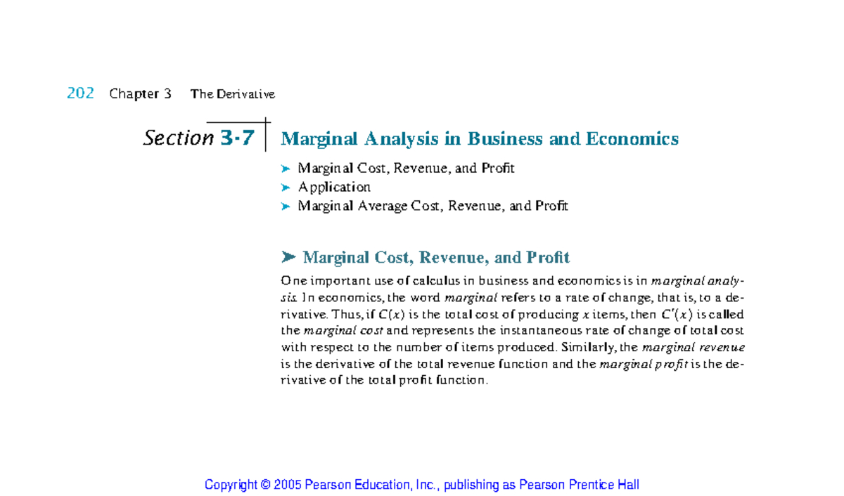 Marginal Analysis in Business & Economics: Chapter 3 - Derivatives ...