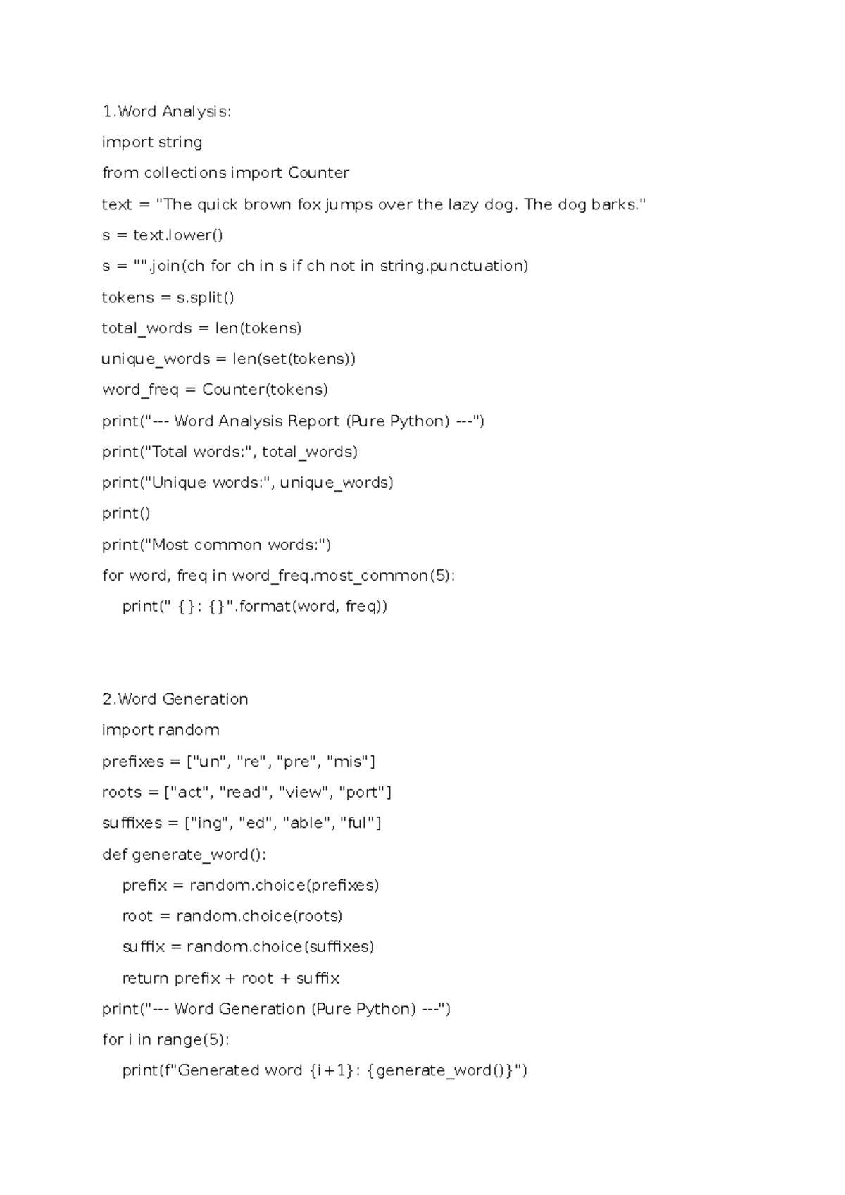 New Microsoft Word Document - 1 Analysis: import string from ...