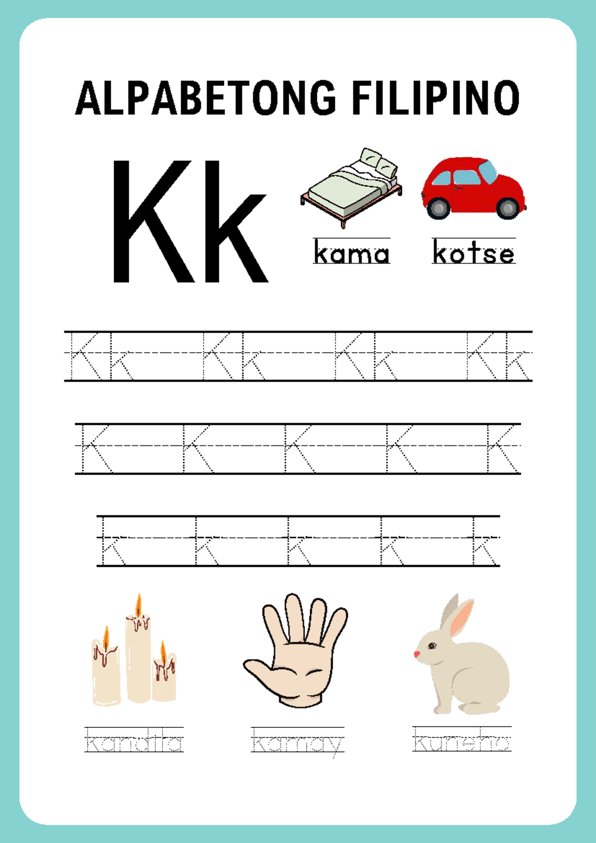 Alpabetong Filipino Letrang Kk Worksheet in Blue Simple Style ...