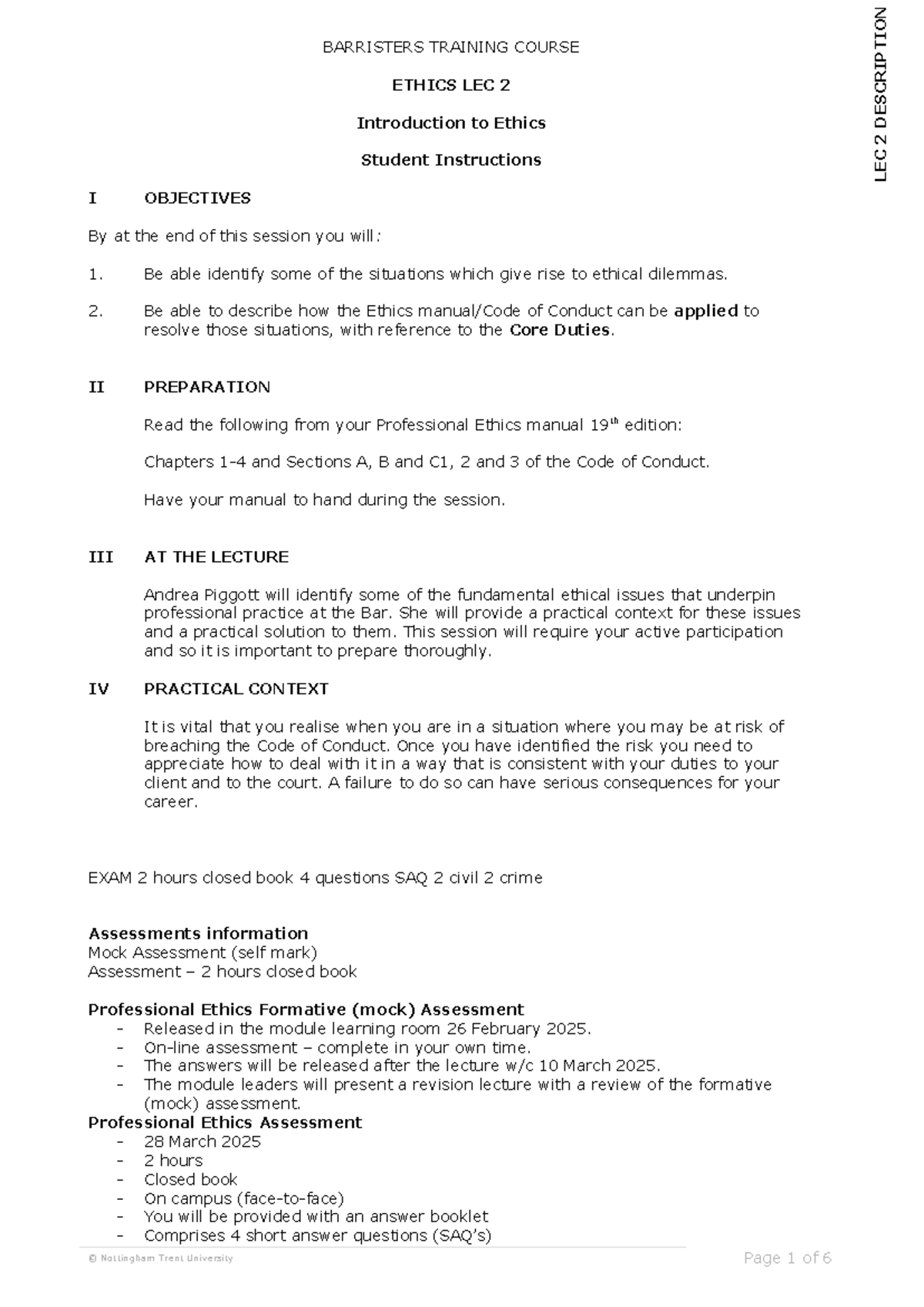ETHICS LEC 2: Introduction to Ethical Dilemmas and Core Duties - Studocu