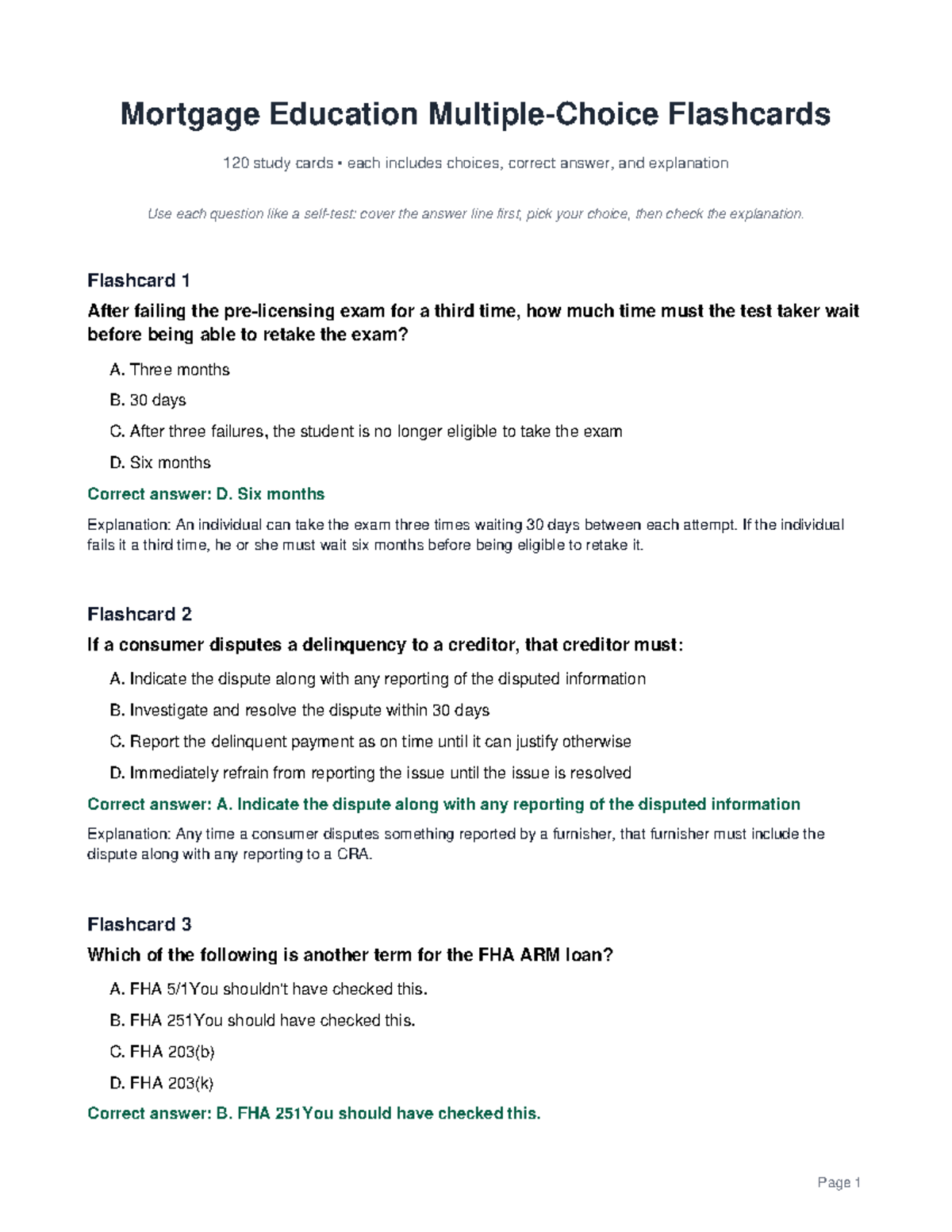 Mortgage MC Flashcards Study Guide: 120 Essential Cards for Exam Prep ...