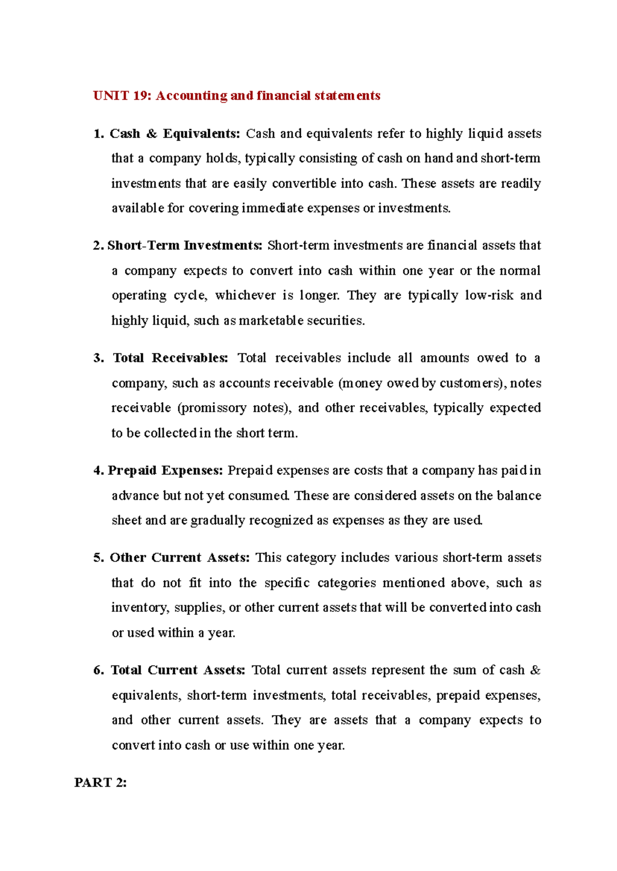 UNIT 19: Overview of Accounting and Financial Statements - Studocu