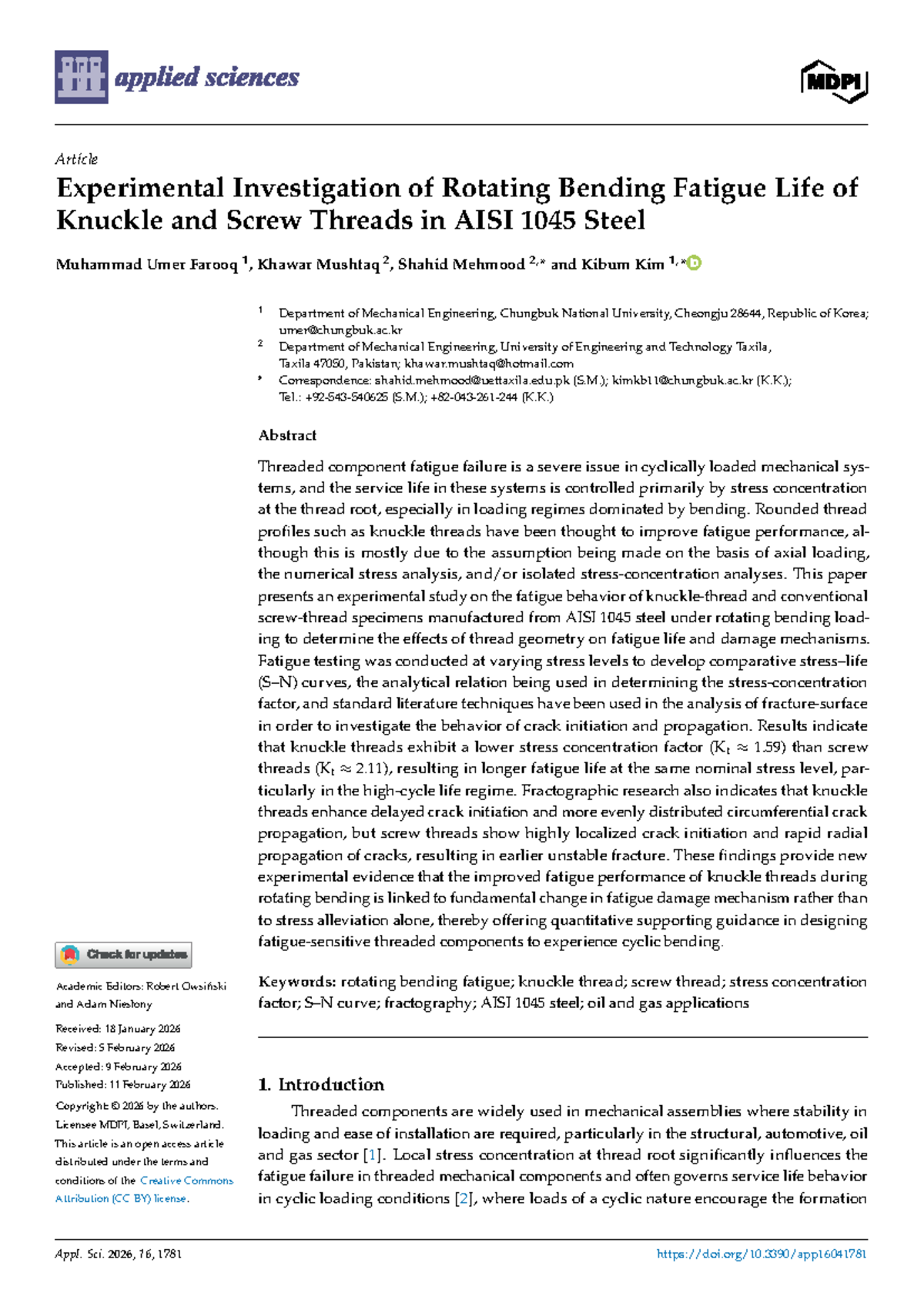 Experimental Study on Rotating Bending Fatigue of AISI 1045 Steel ...