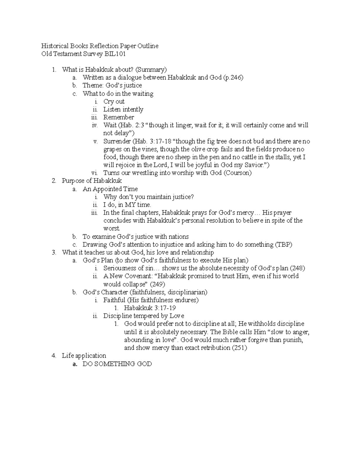 Historical Books Reflection Paper Outline - What is Habakkuk about ...