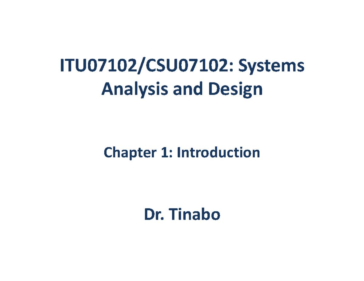 Chapter 1: Introduction to Systems Analysis and Design (SAD 2026) Notes ...
