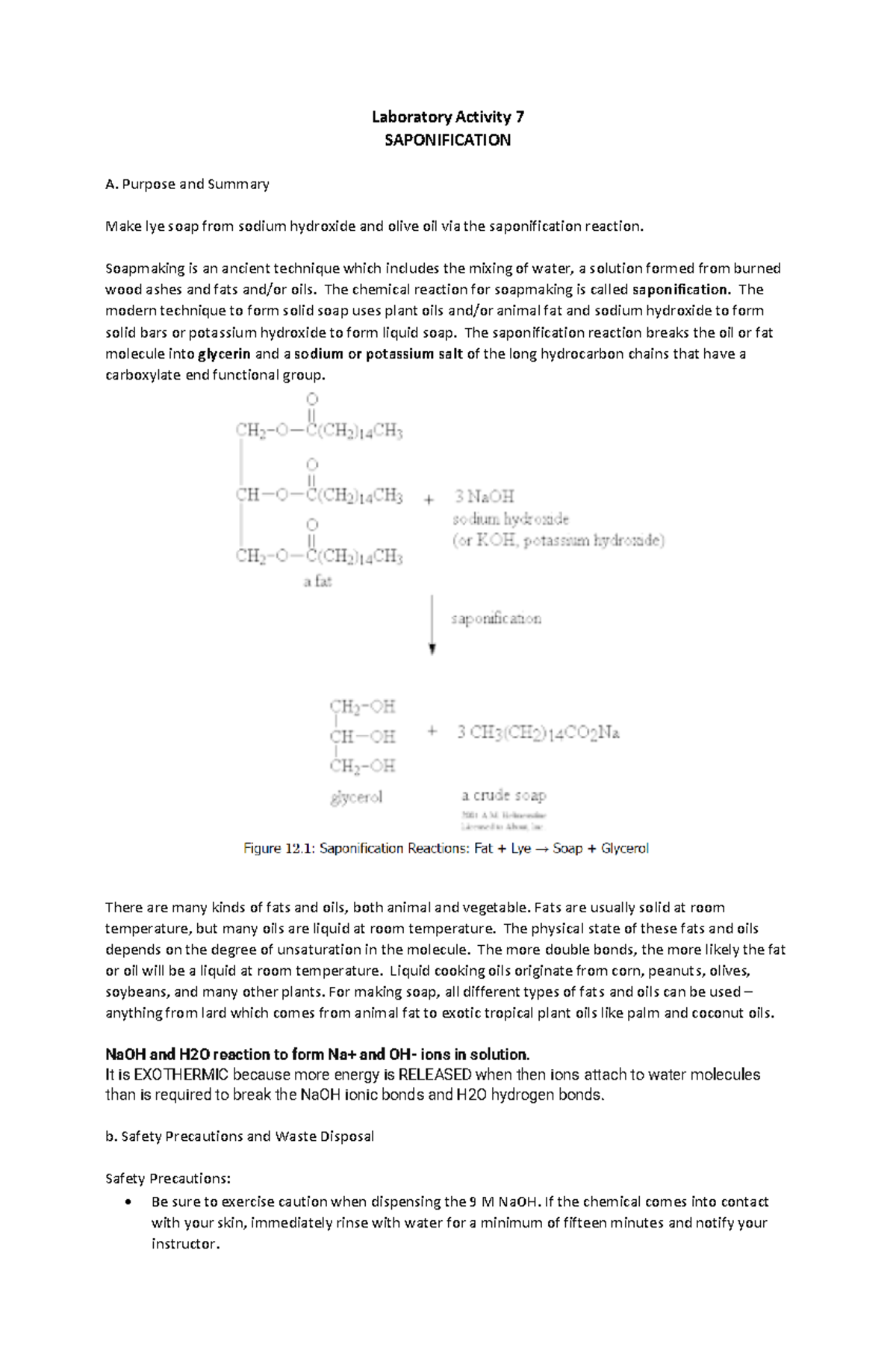 Chemistry Lab Report: Saponification Process in Soap Making - Studocu