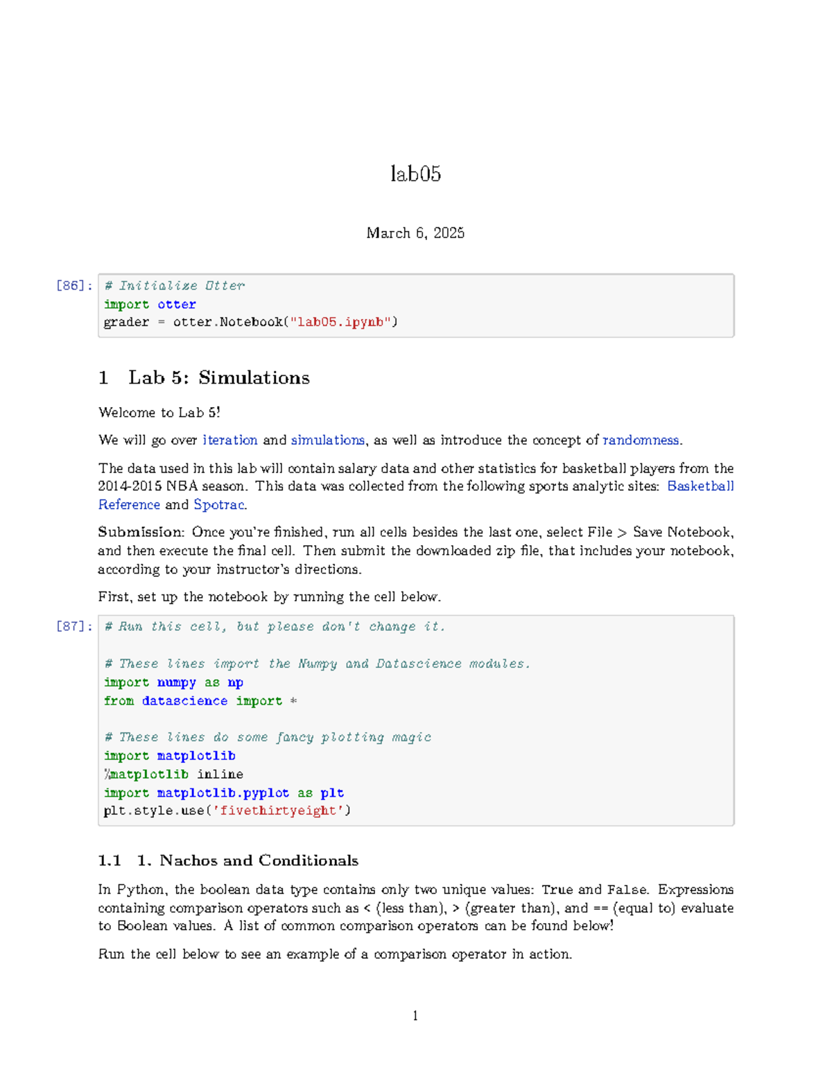 Lab 5: Simulations and Randomness in Python (CS101) - Studocu