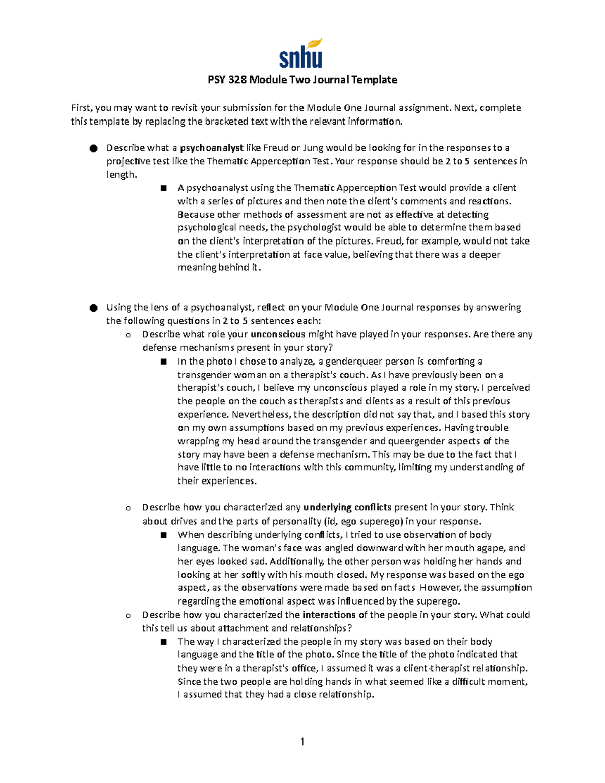 PSY 328 Module Two Journal Template - PSY 328 Module Two Journal ...