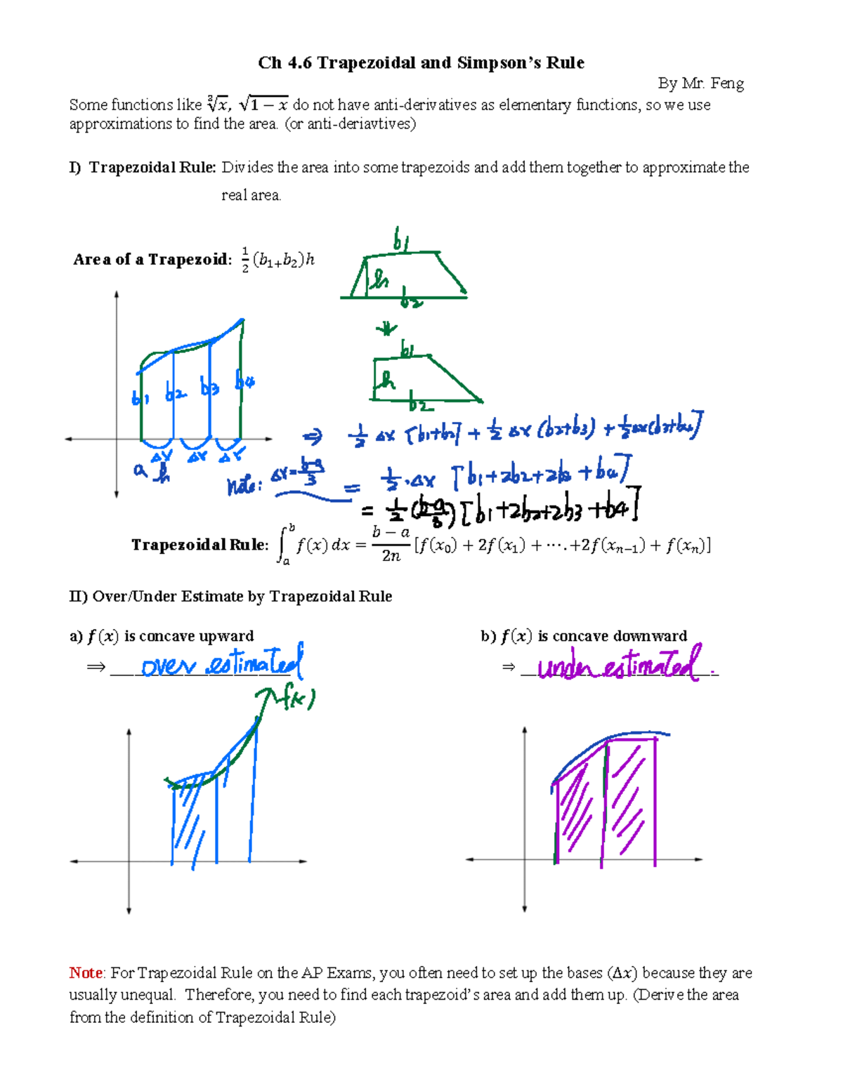 AP Calculus AB Ch 4.6 Trapezoidal Rule Study Notes 2025 - Studocu