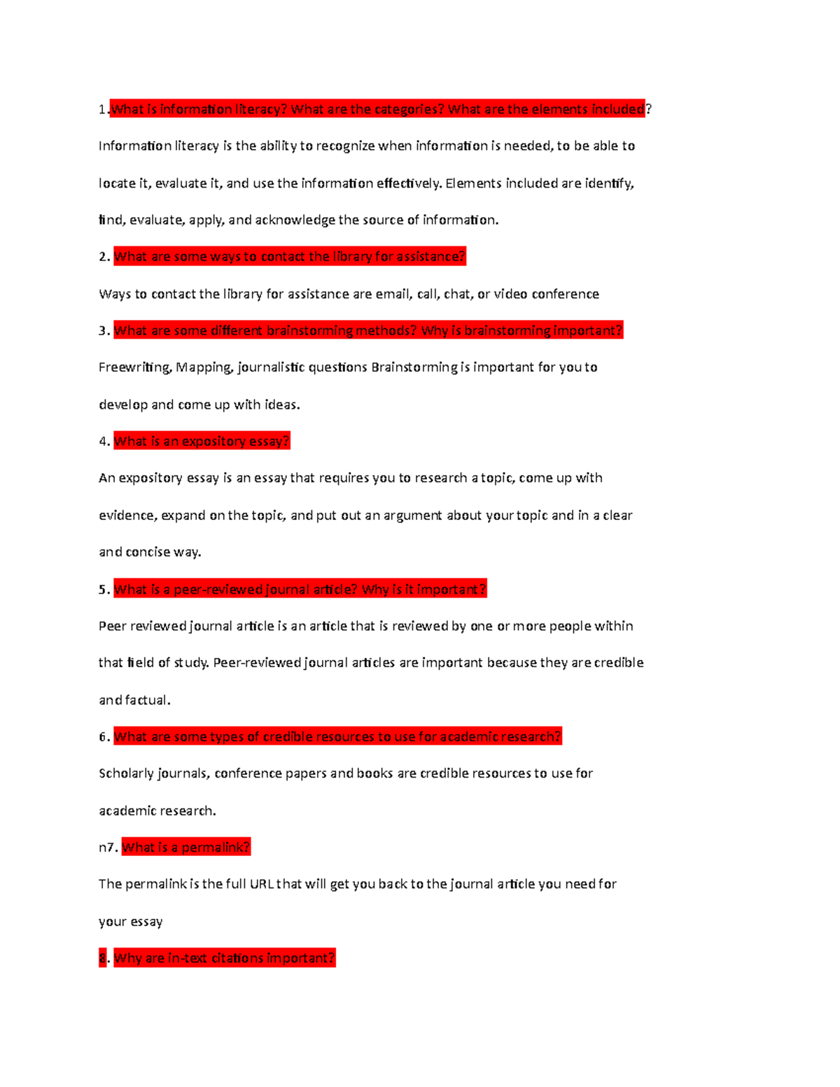 Topic 6 Quiz - Quizlet Notes - 1 is information literacy? What are the ...