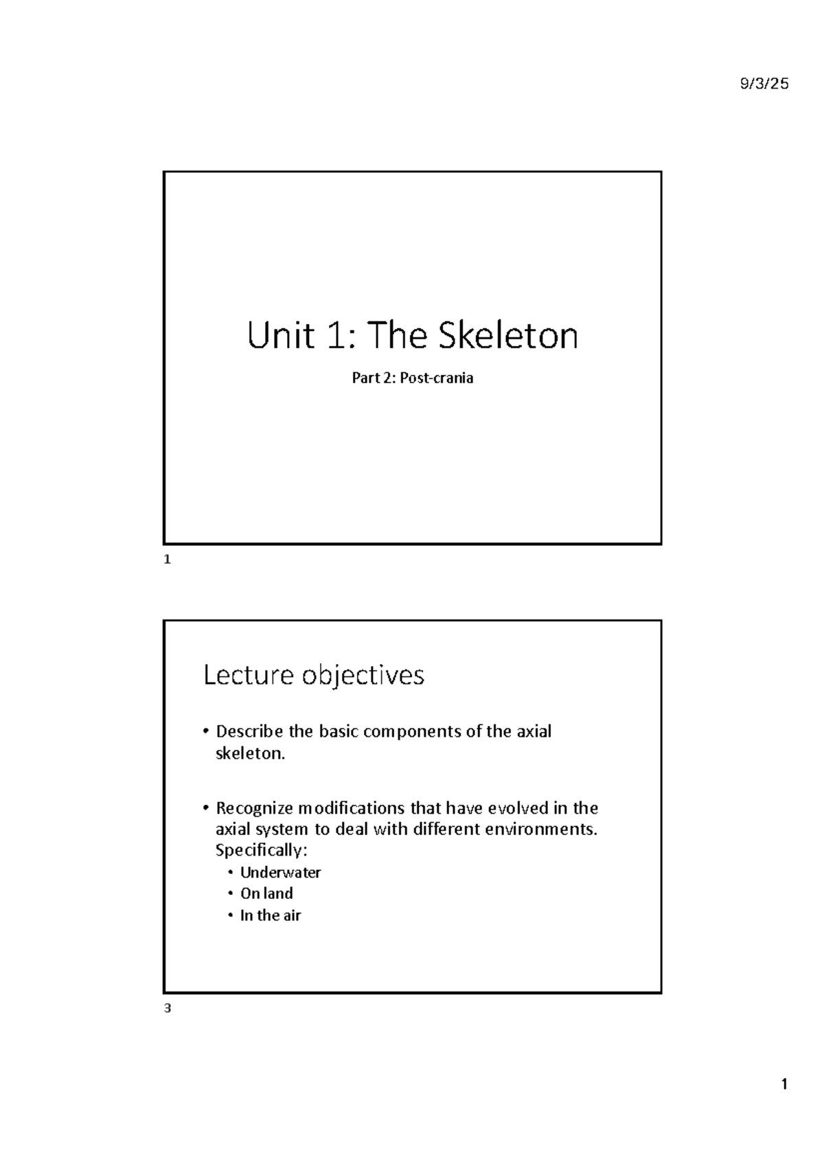 IB303_Lecture 4: Overview of Post-crania and Axial Skeleton - Studocu