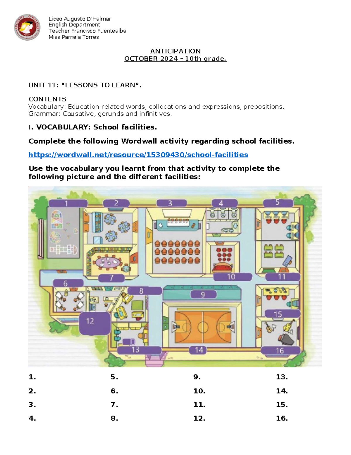 Anticipation October 2024: Unit 11 Vocabulary & Grammar Guide - Studocu