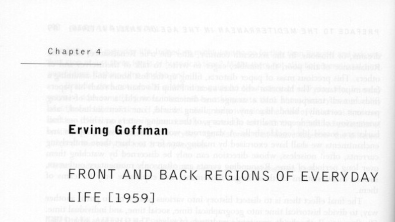 Goffman - Chapter 4: Front and Back Regions of Everyday Life - Studeersnel