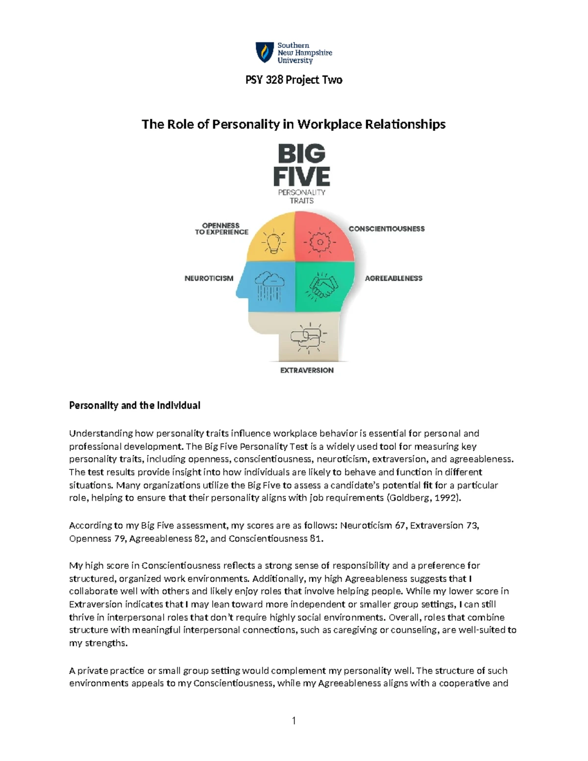 PSY 328 Personality Insights and Workplace Dynamics Project - Studocu